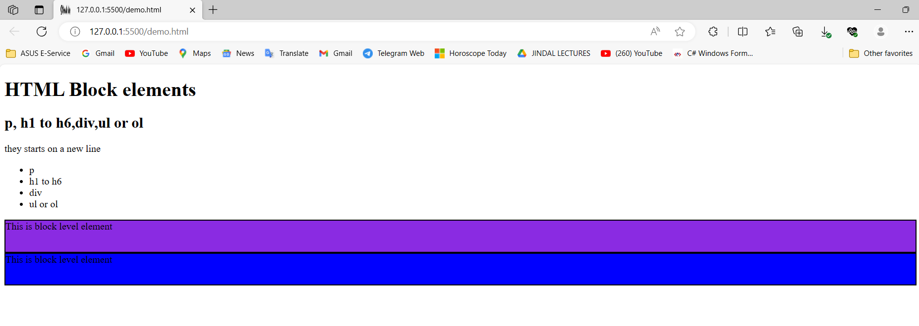 Block Elements – Practicise